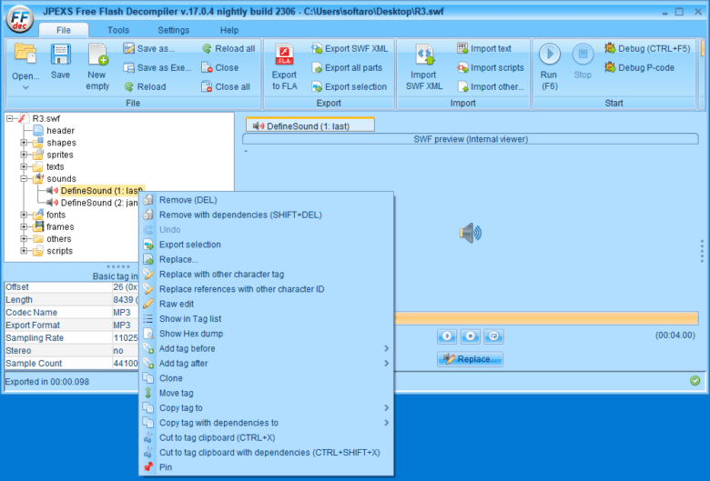 JPEXS Free Flash Decompiler 26.2.1 | ダウンロードと使い方 | ソフタロウ