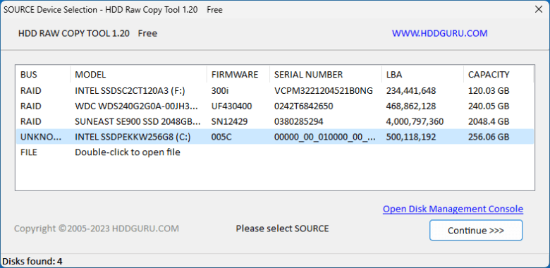 HDD Raw Copy Tool 1.20 / 2.6 | ダウンロードと使い方 | ソフタロウ